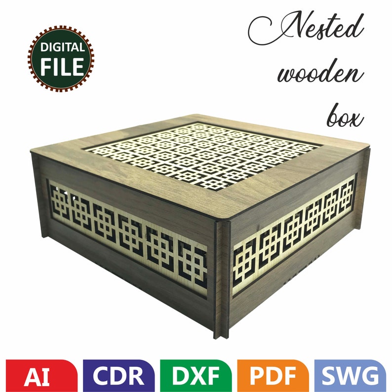 Size Box, Svg, Wooden Box Svg, Patterned Box, Cdr, Digital Dovnlod ...