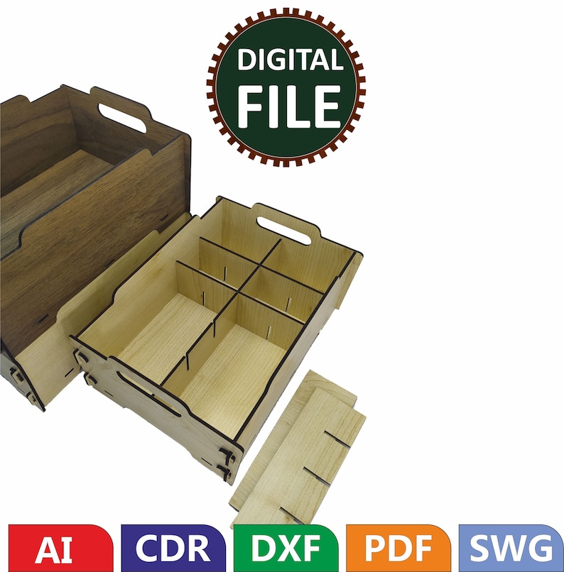 Stackable Compartment Storage Boxes, Laser Cut Files SVG DXF, Glowforge ...