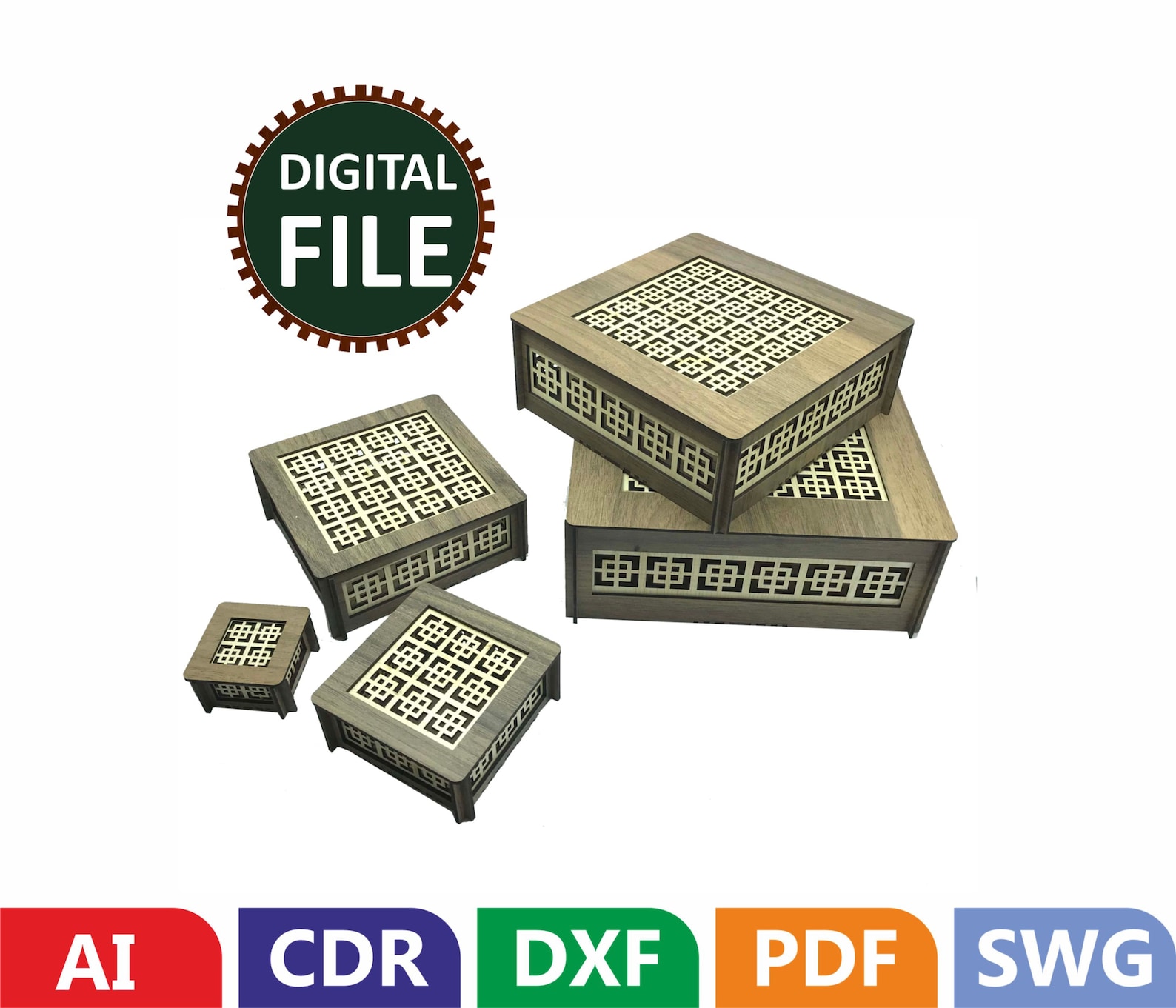 Size Box Svg Wooden Box Svg Patterned Box Cdr Digital - Etsy