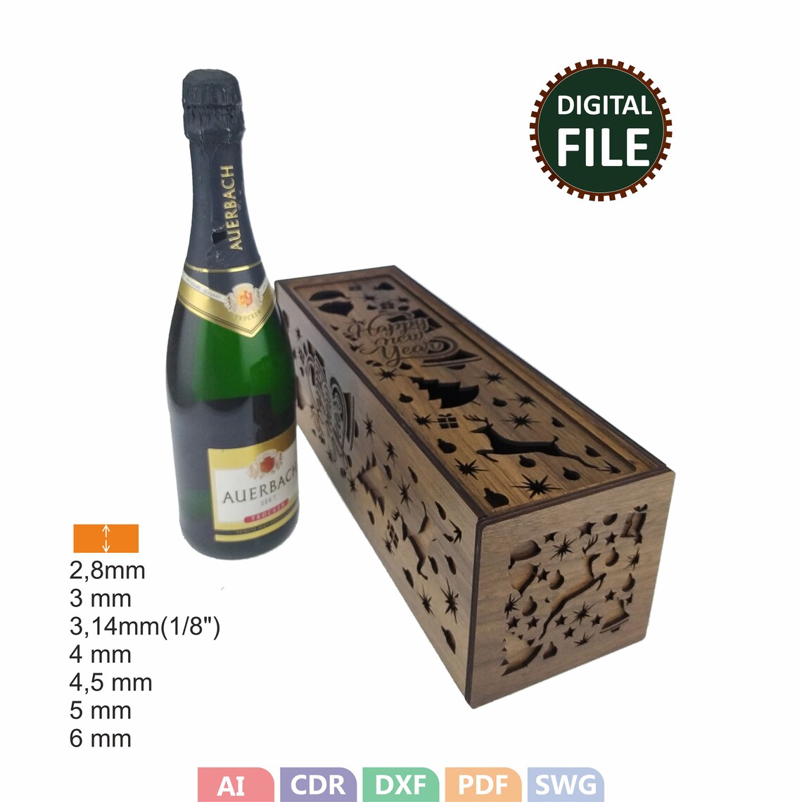 Wooden New Yers Wine Box SVG DXF Christmas Wine Box DIY - Etsy