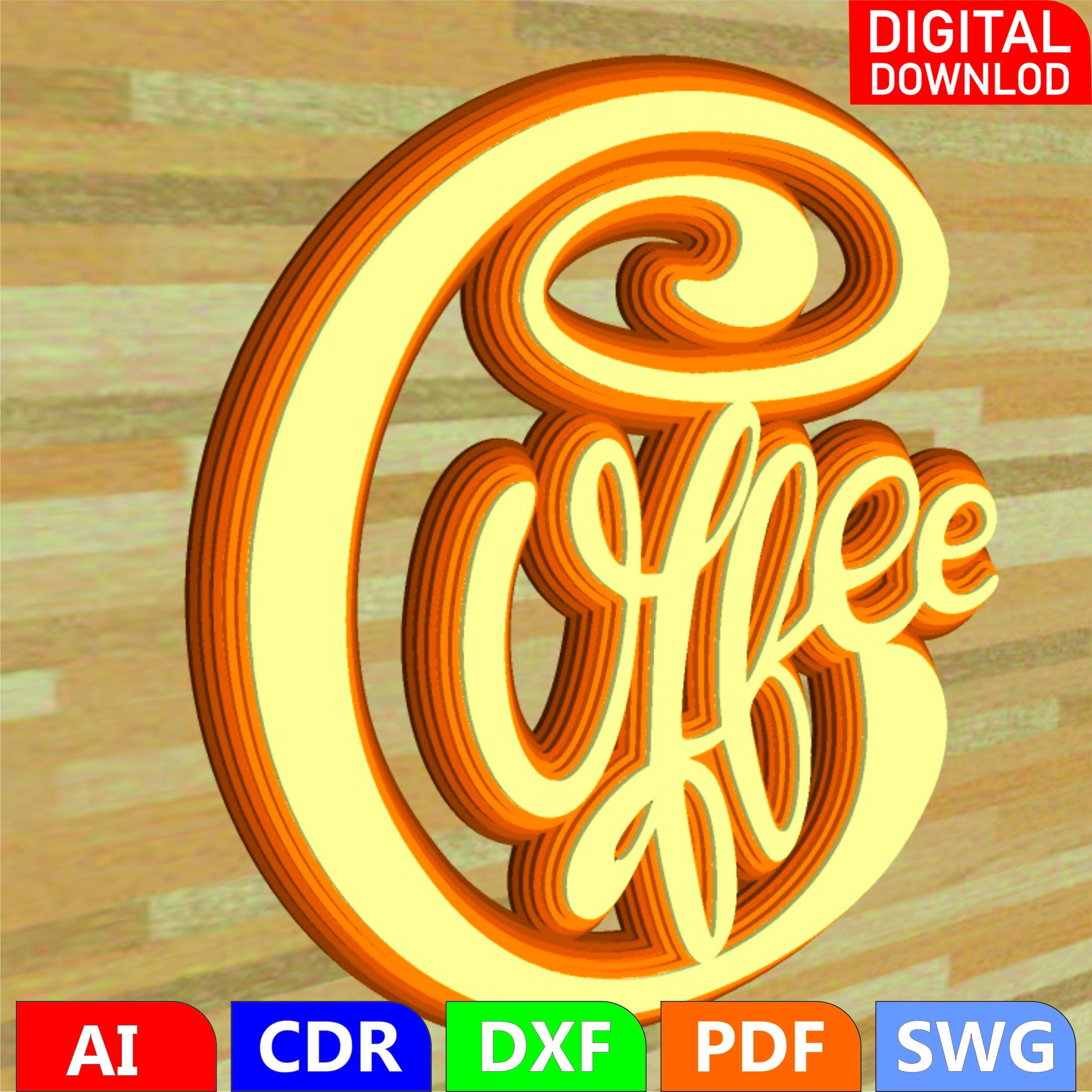 Coffee 3D Zentangle Svg Files, Multilayer Panel for Laser Cutting, SVG ...