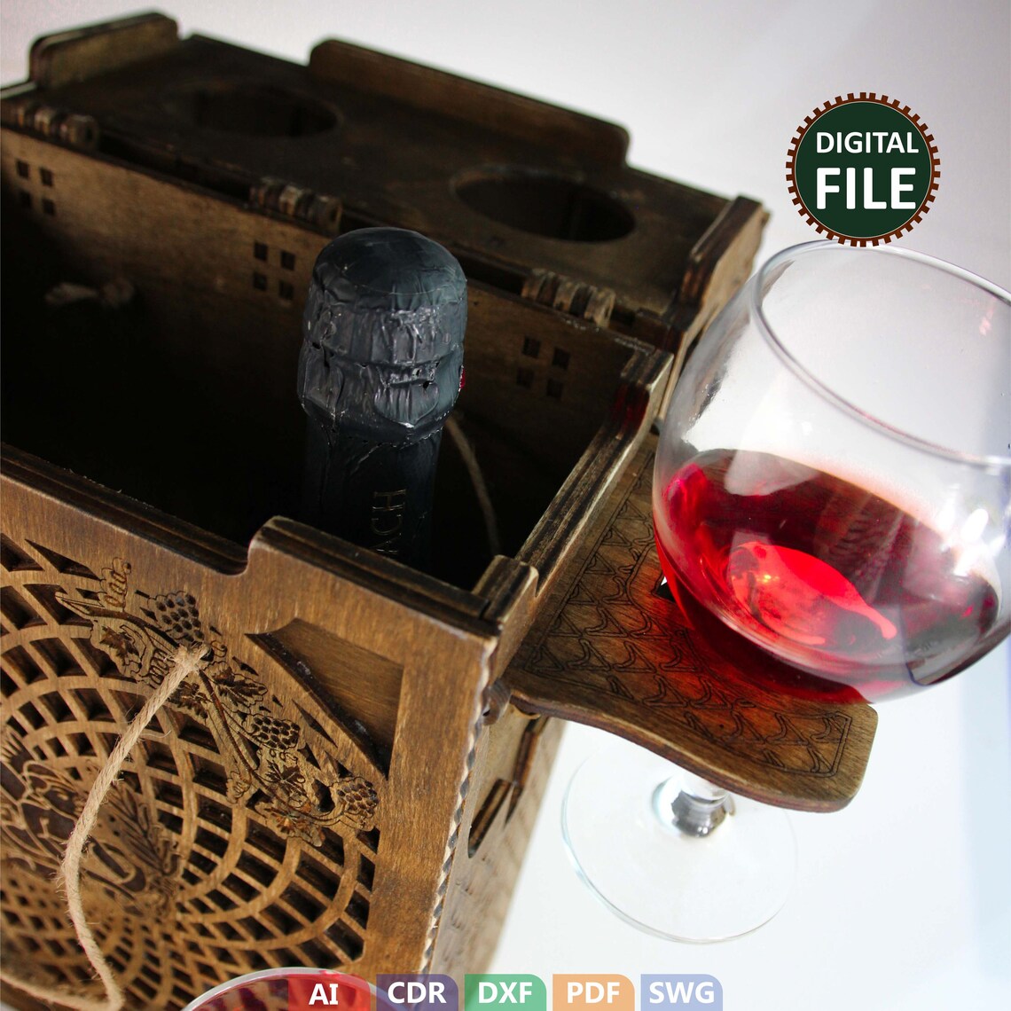 Wooden Double Wine Box Svg Gift Box for Wine Bottle 3mm - Etsy