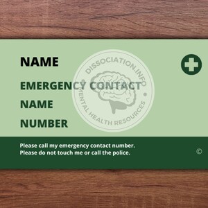BPD Crisis Card | Pack of Two | Medical Card | Emergency | Depression ...
