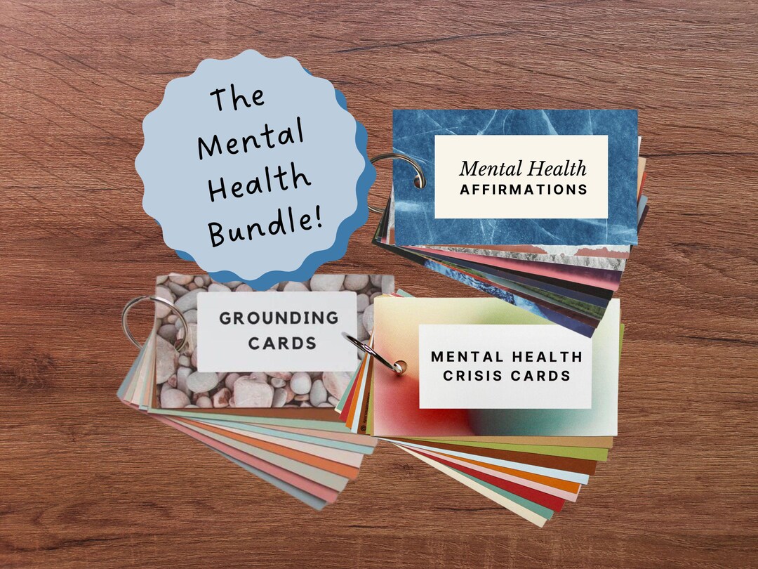 Mental Health Card Bundle: Affirmations, Grounding, Crisis Plan - Etsy
