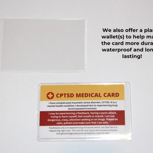 CPTSD Medical Card Pack of Two Crisis Card Emergency Depression Anxiety ...
