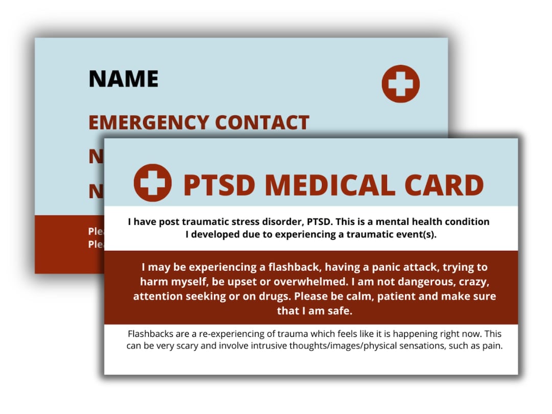 PTSD Medical Card-pack of Two emergency, Crisis - Etsy