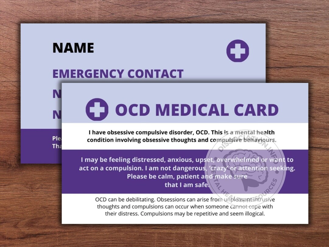 OCD Crisis Card: Mental Health Emergency Card (pack of Two) - Etsy