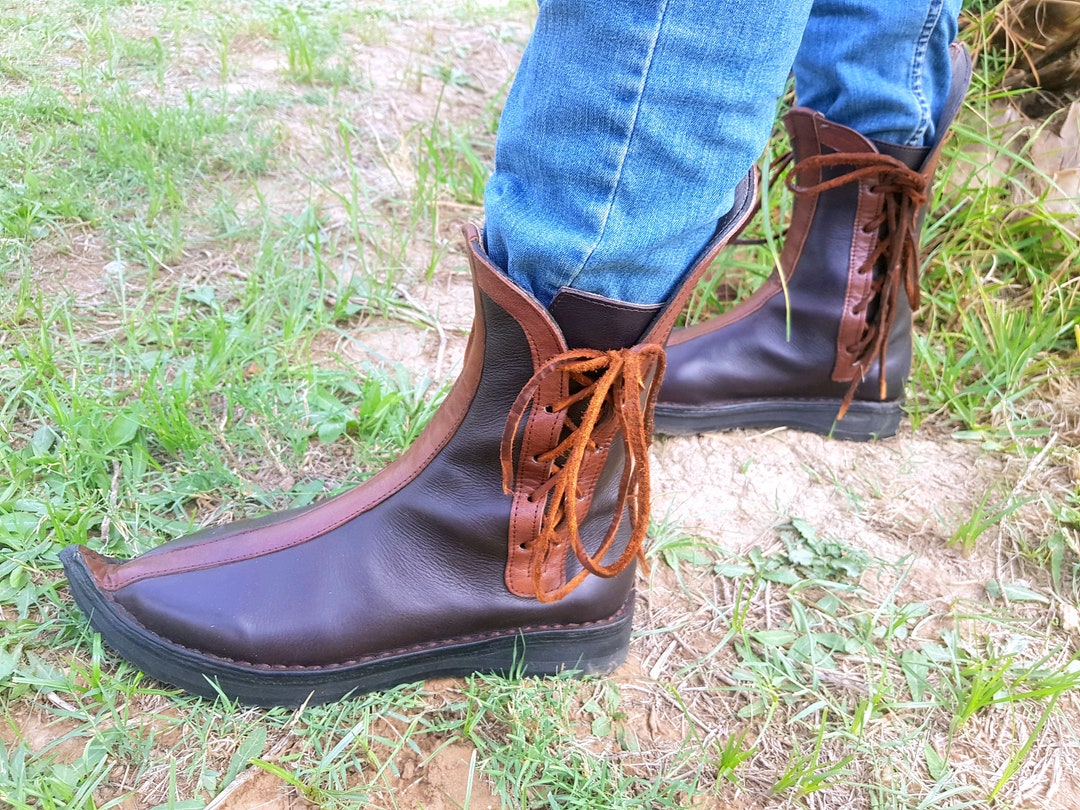 Medieval Handmade Leather Boots, Viking Leather Shoes - Etsy
