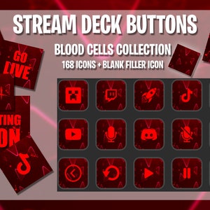 Blood Cells Stream Deck Icons | Stream Deck Buttons | Red Stream Deck Icons | 168 Function ...