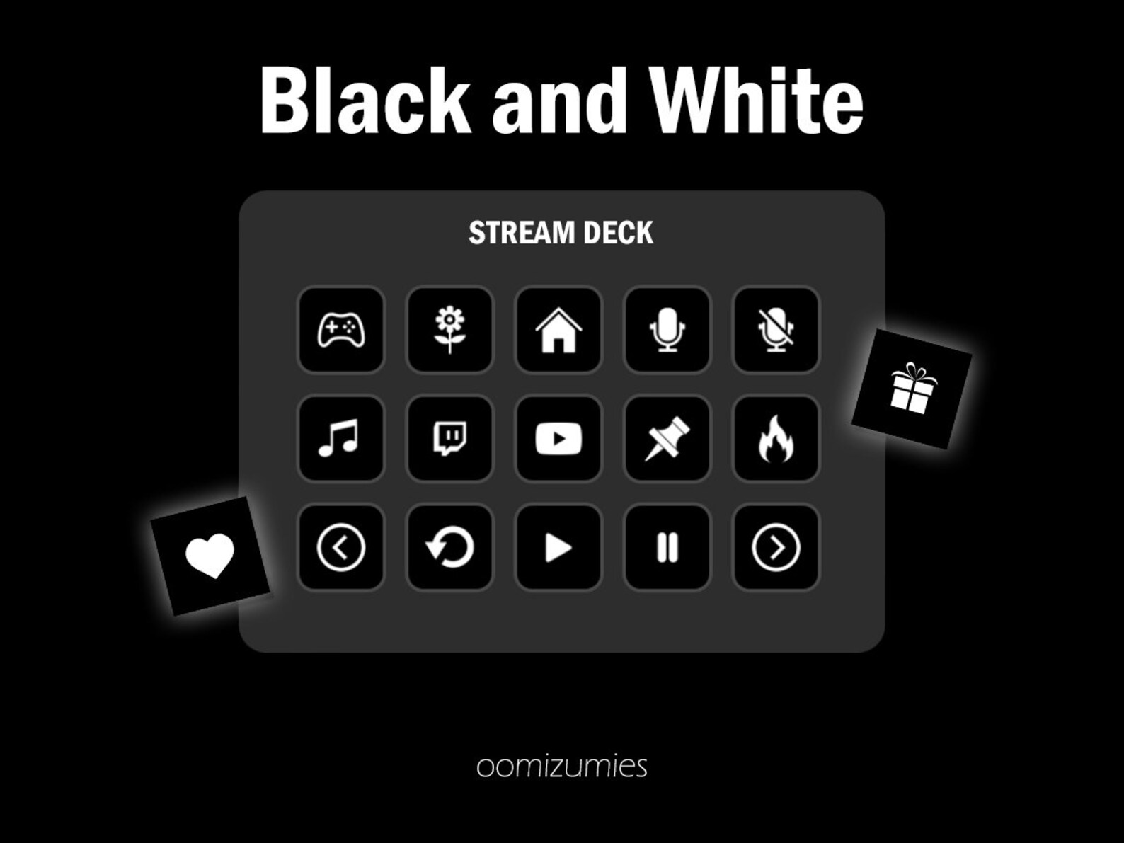 Black and White Stream Deck Icons | Stream Deck Buttons | Simple Stream ...