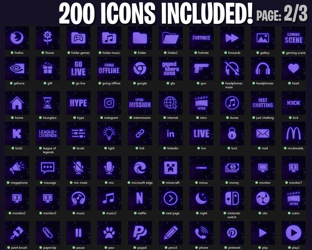 Purple Galaxy Stream Deck Icons: 200 Elgato Buttons (digital Download ...