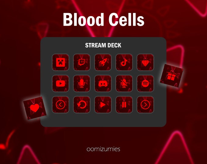 Blood Cells Stream Deck Icons | Stream Deck Buttons | Red Stream Deck ...