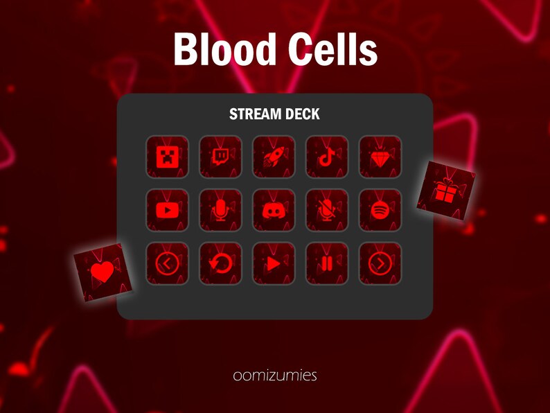 Blood Cells Stream Deck Icons | Stream Deck Buttons | Red Stream Deck ...