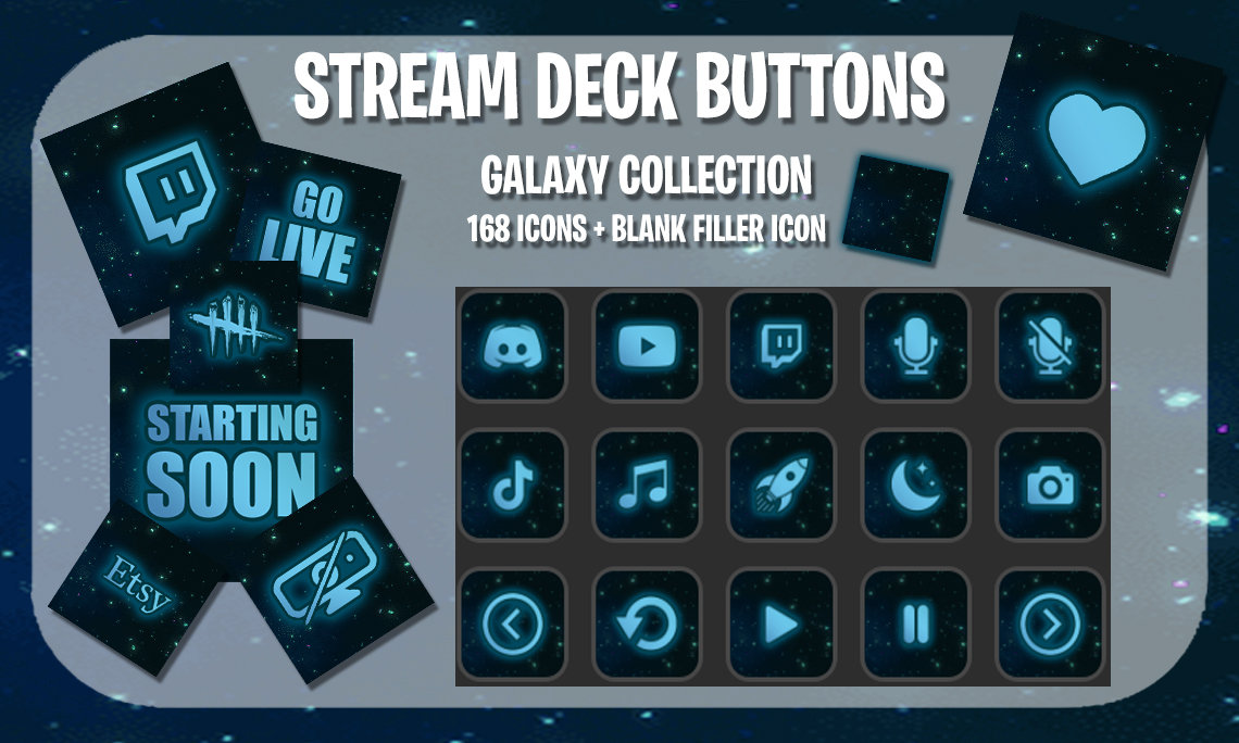 Galaxy Stream Deck Icons: Light Blue Elgato Buttons (digital Download ...