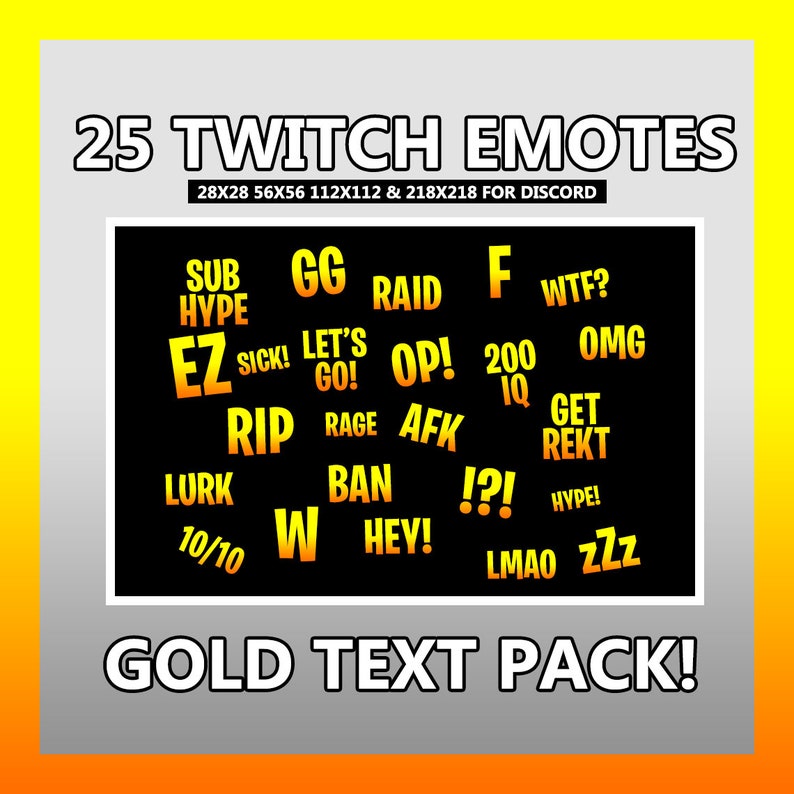 25 Gold Text Emotes Pack for Twitch and Discord - Etsy
