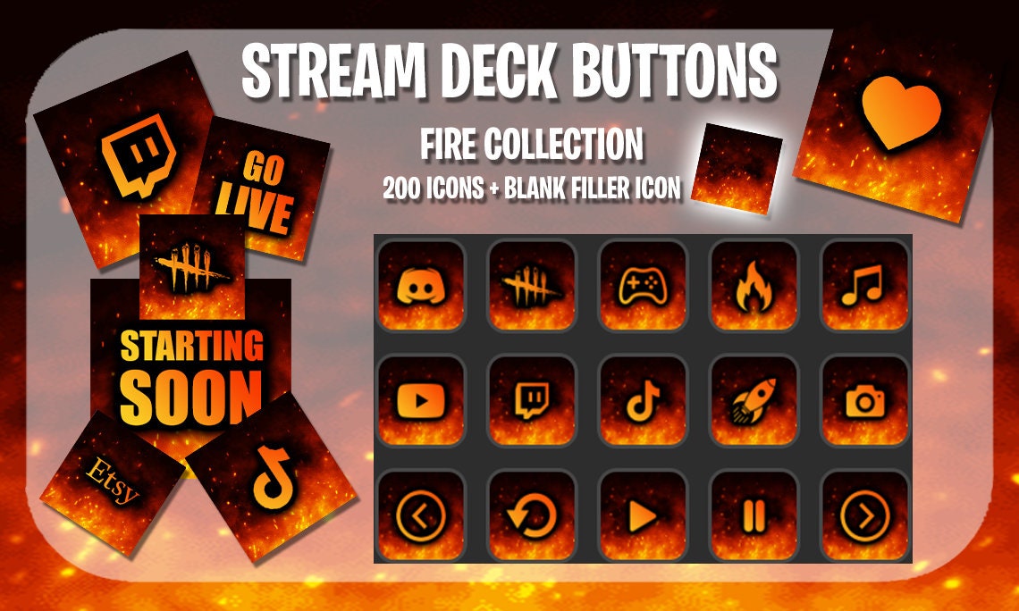 Fire Stream Deck Icons: 200+ Orange Elgato Buttons (digital Download ...