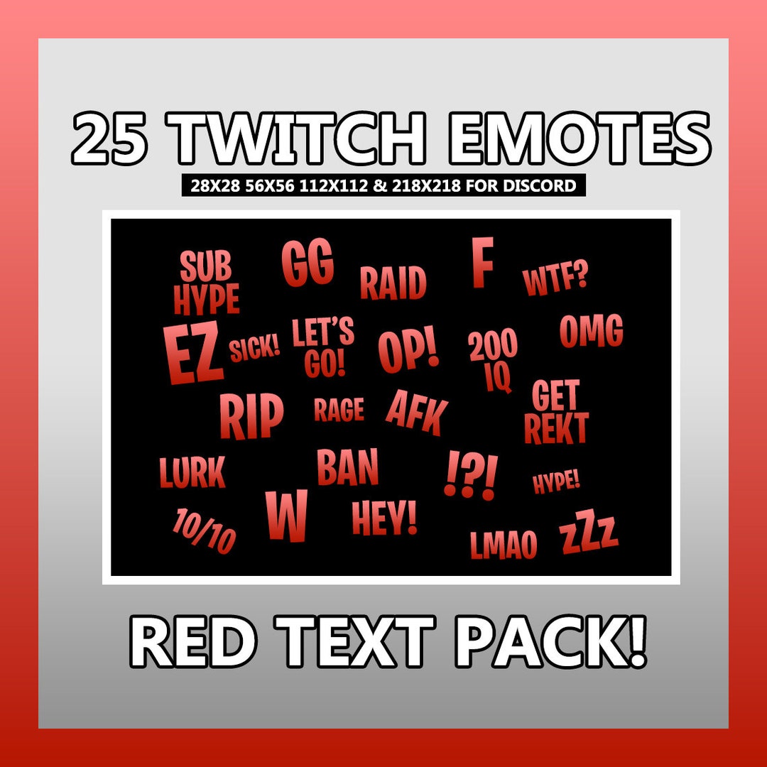 25 Red Text Emote Pack for Twitch and Discord | Twitch Emote | Discord ...