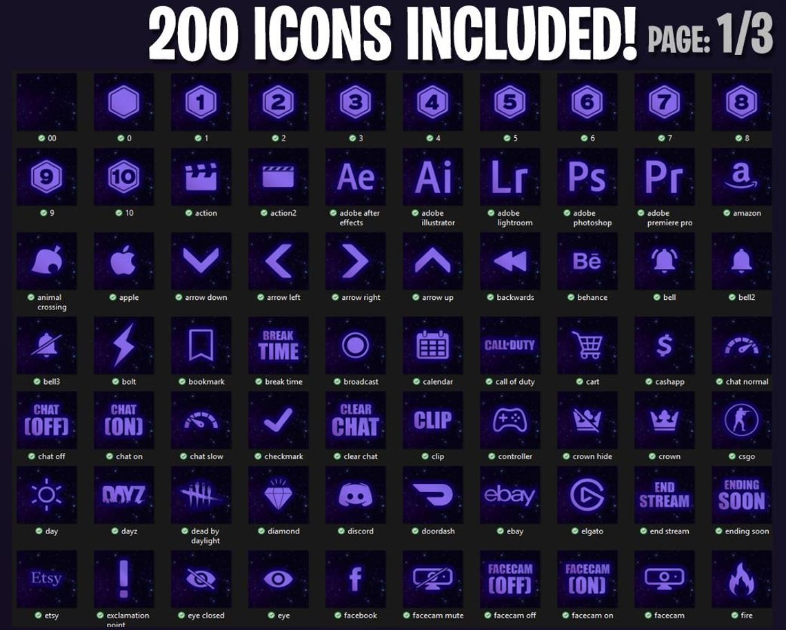 Purple Galaxy Stream Deck Icons: 200 Elgato Buttons (digital Download ...