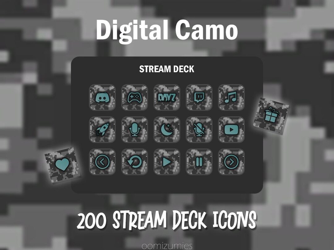Digital Camo Stream Deck Icons: 200+ Elgato Function Buttons (digital ...