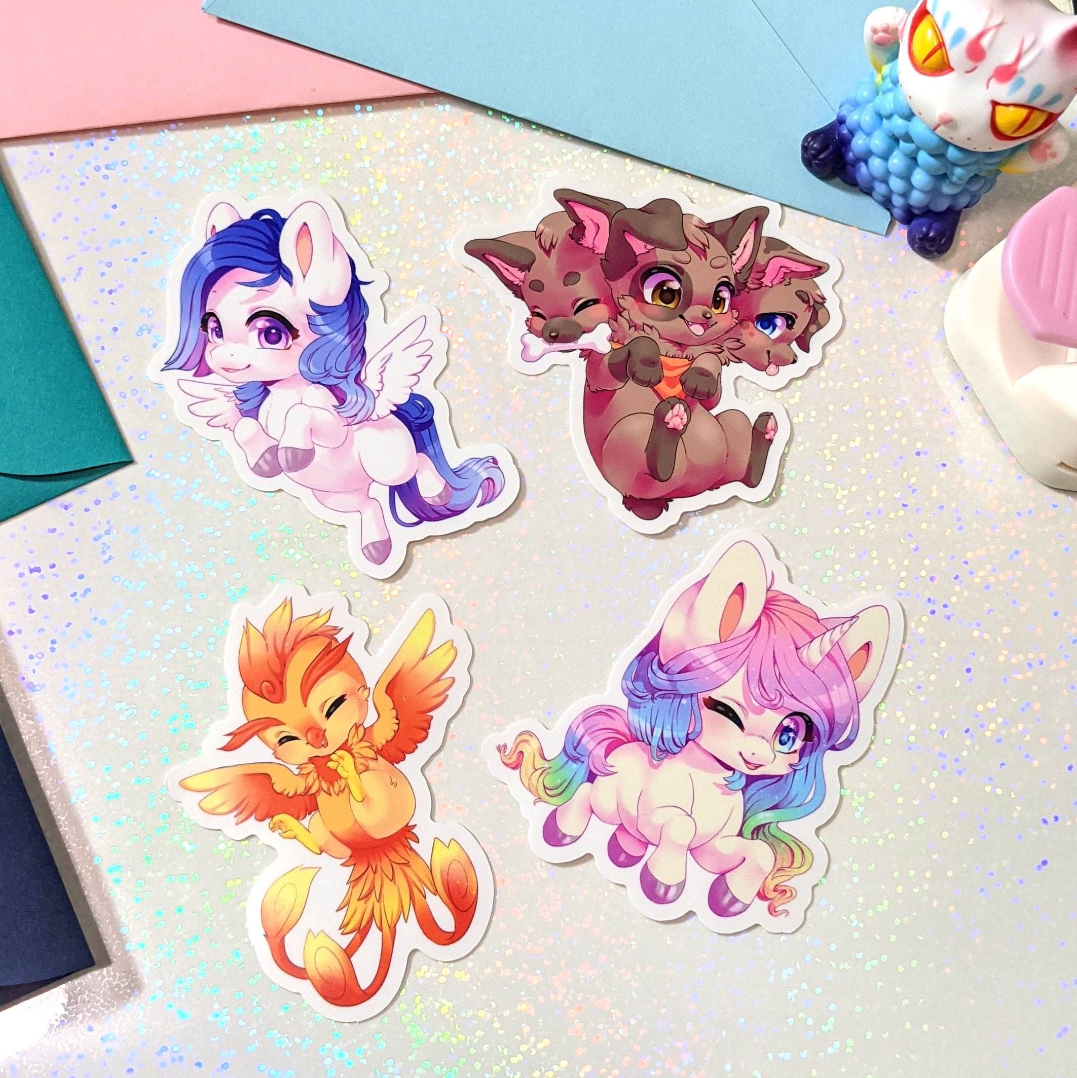 Mythical Creature Cerberus Cute Cartoon Satin Vinyl Stickers - Etsy