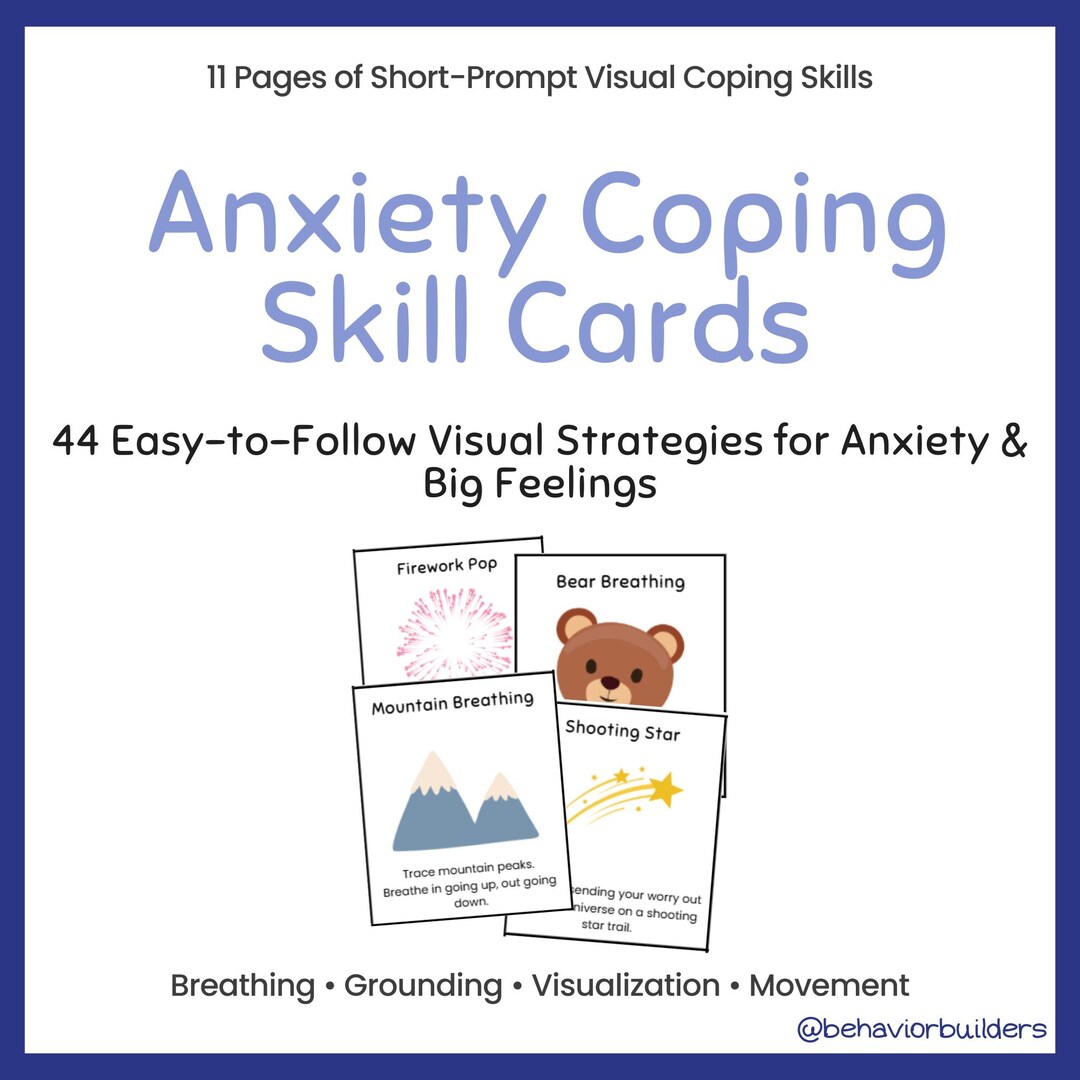 Anxiety Coping Skill Cards for Kids | 44 Easy Visual Strategies for Big ...