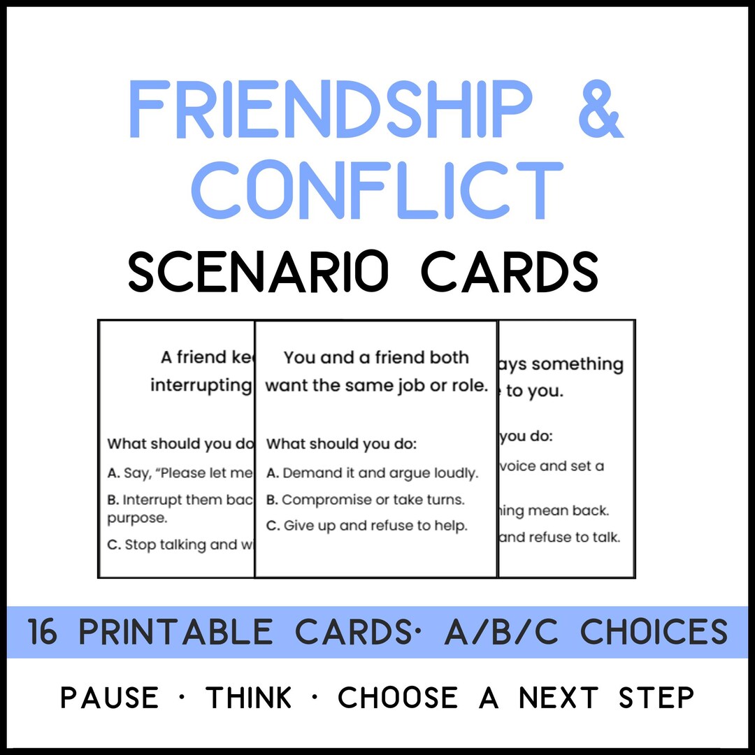 Friendship Scenario Cards (16) | Disagreements With Friends | Social ...