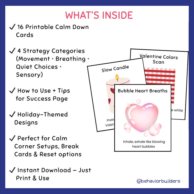 Valentine's Day Themed Coping Skill Cards | 16 Printable Regulation ...