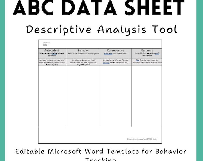 Editable ABC Data Collection Sheets | Unstructured & Structured | FBA ...