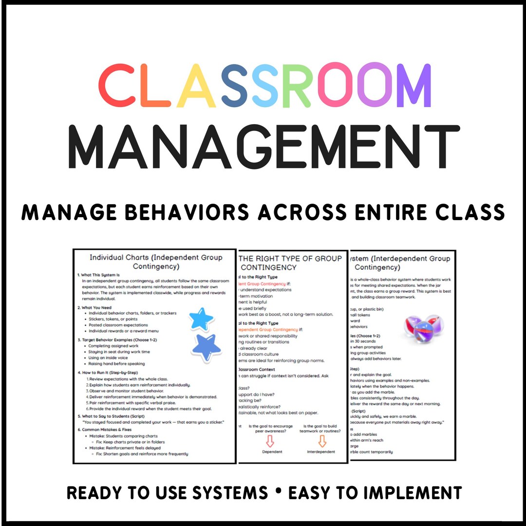 Classroom Management Systems | Teacher Behavior Guide (printable PDF ...
