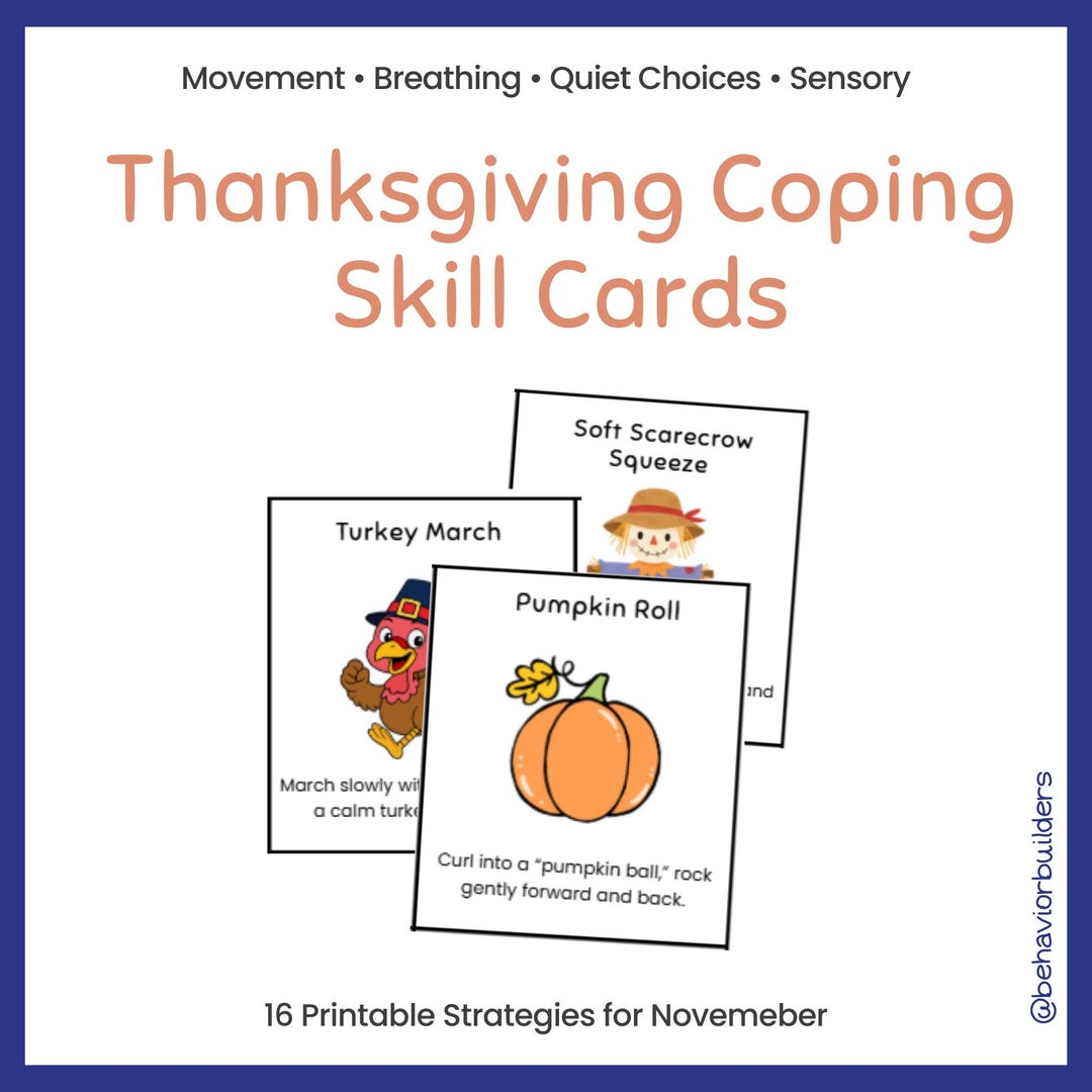Thanksgiving Coping Skill Cards for Kids | Printable Coping ...