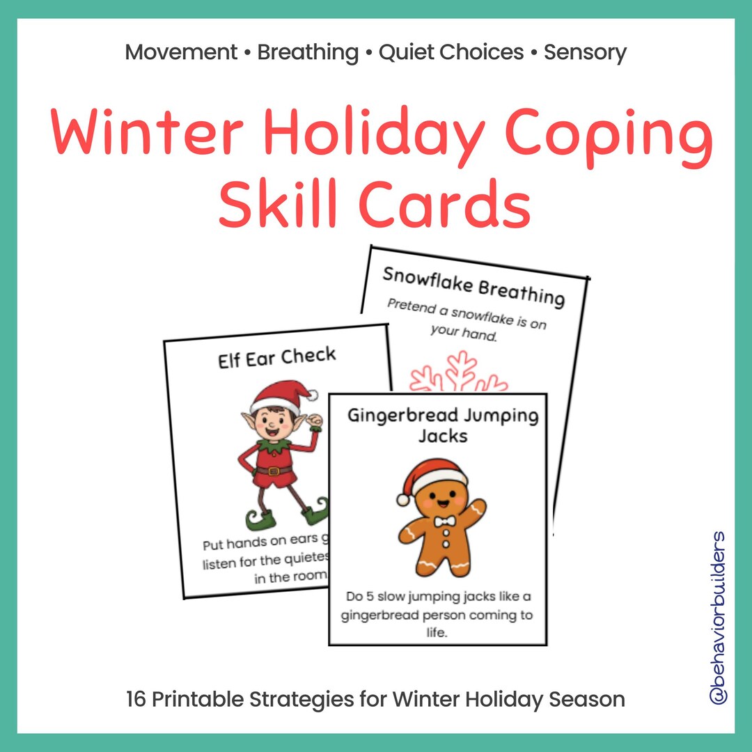 Winter Holiday Calm Down Cards for Kids | Printable Coping & Regulation ...