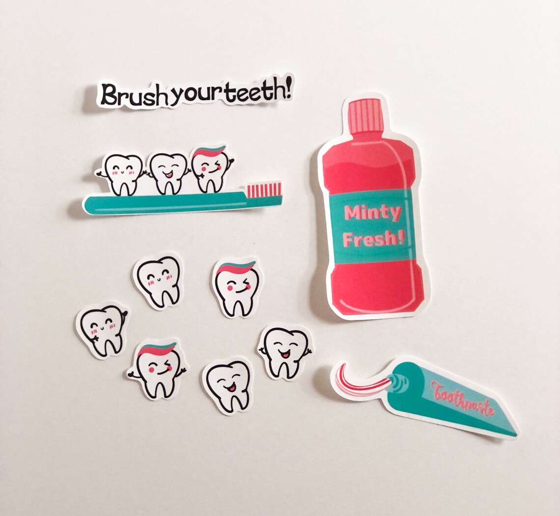 Brush Your Teeth Sticker Pack - Etsy