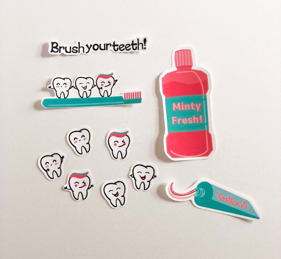 Brush Your Teeth Sticker Pack - Etsy