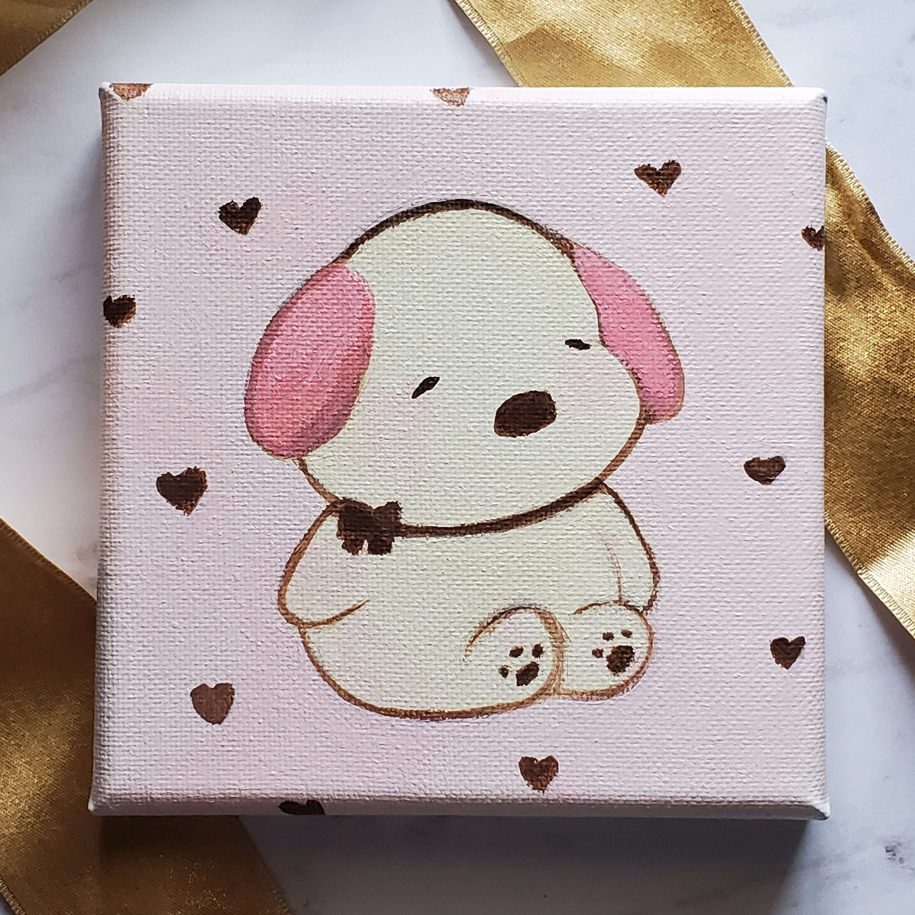 Peanuts Snoopy Valentine's Day Acrylic 5x5 Inches Painting | Pastel ...