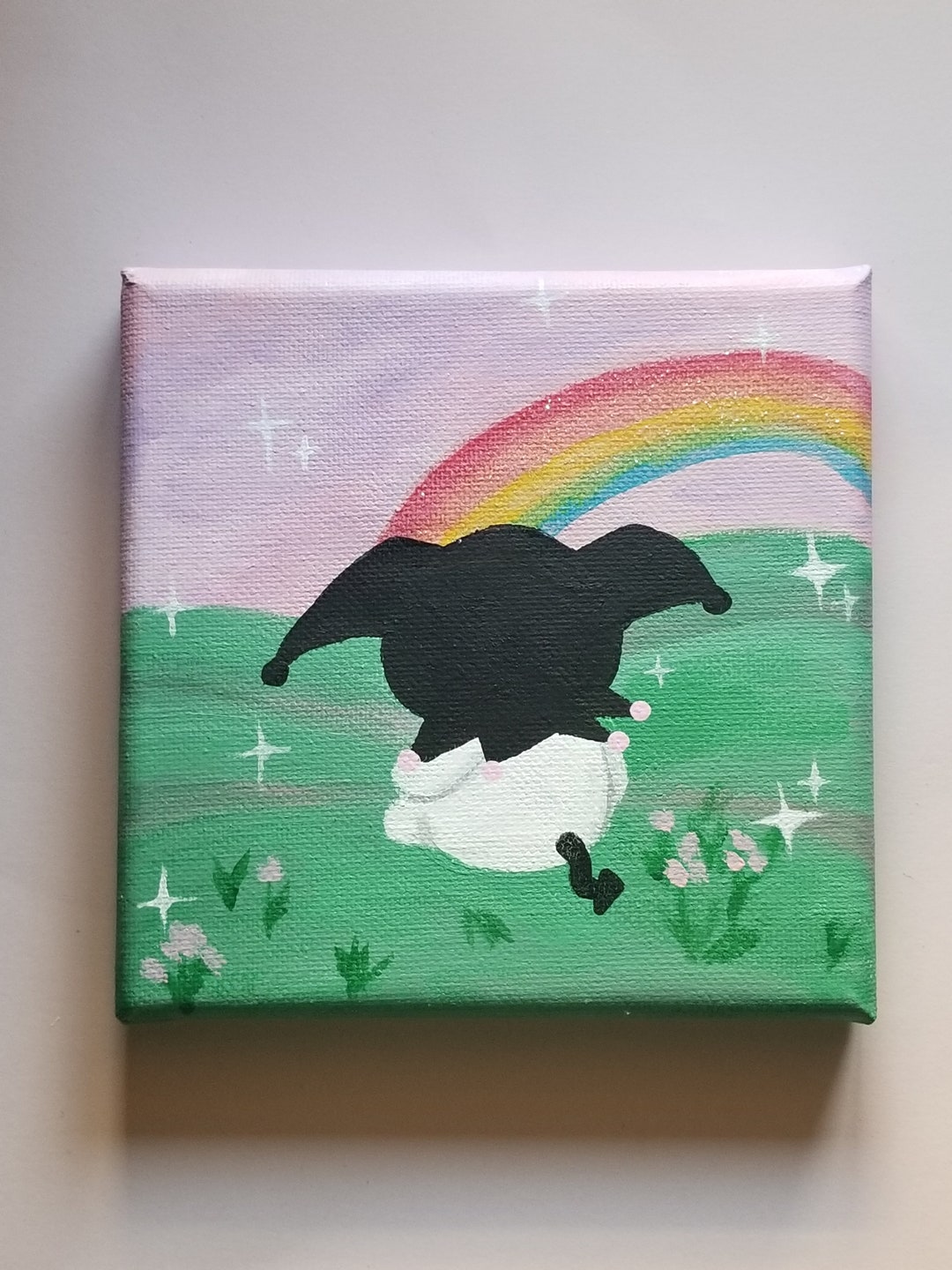 Goth Kawaii Bunny 5x5 Inches Painting Handmade Gift Kids Cute Art ...