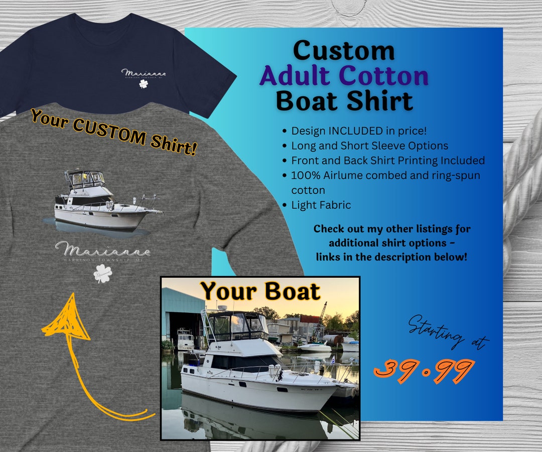 Custom Cotton Boat Image Shirt | Design With Your Name and Nautical ...