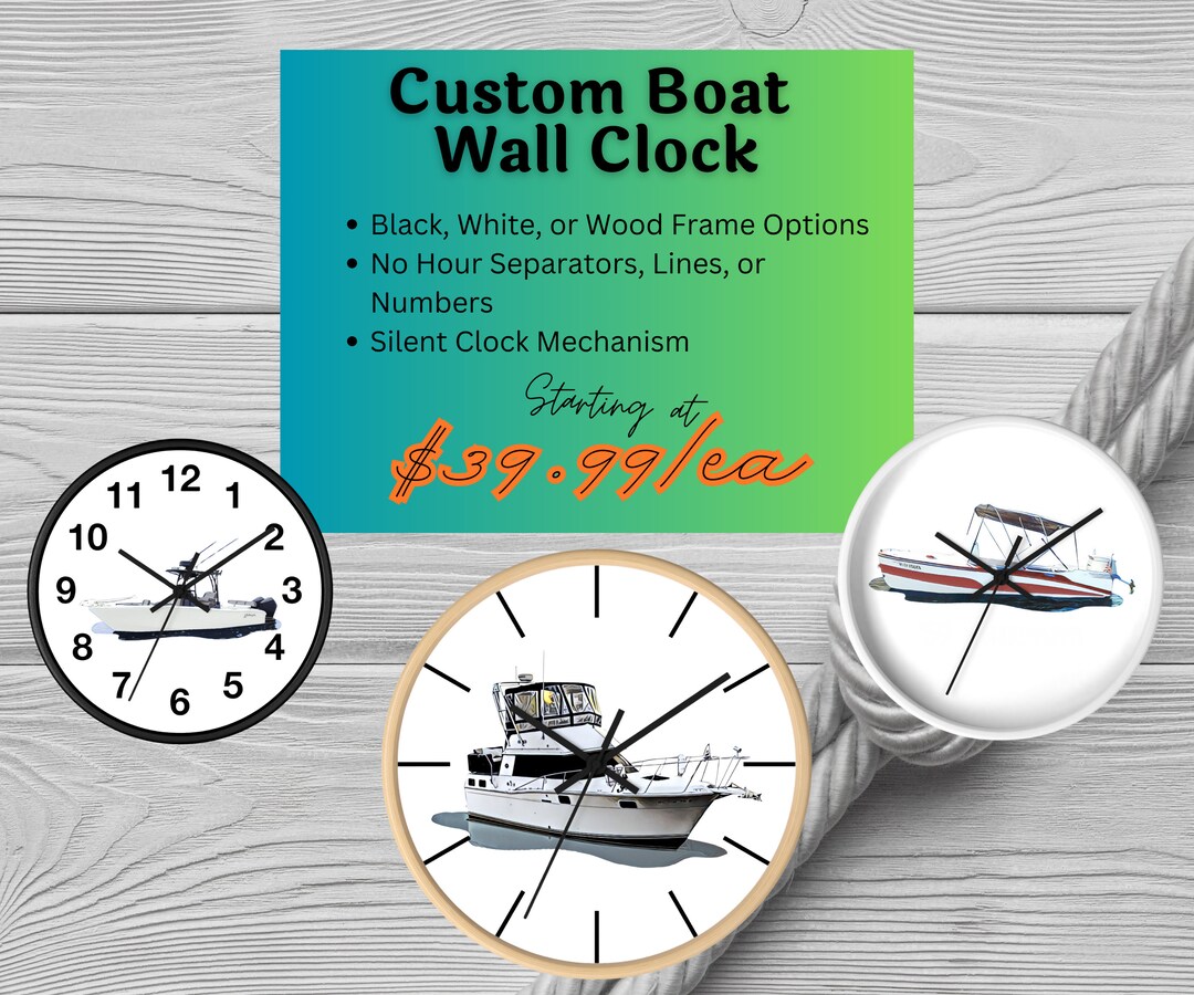 Custom Boat Wall Clock: Personalized Nautical Decor - Etsy