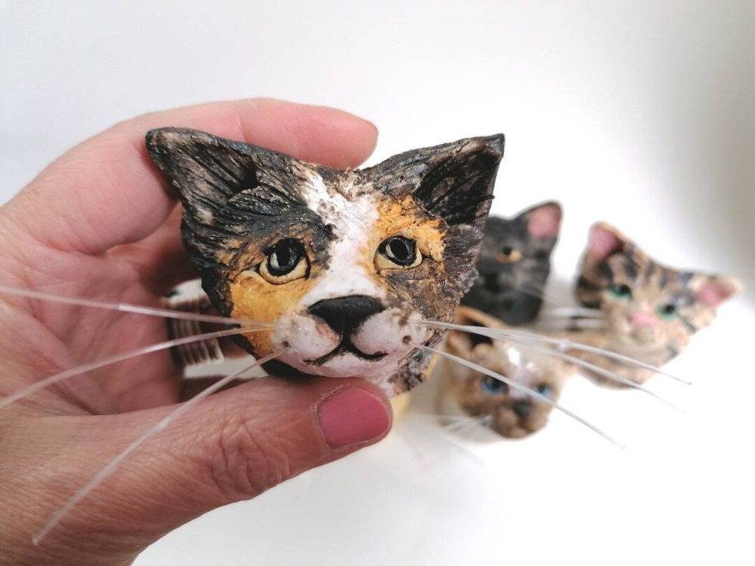 Mini Cat Head Sculptures - Etsy UK