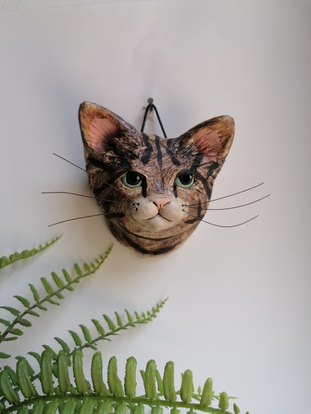 Ceramic Tabby Cat Head Sculpture - Etsy UK