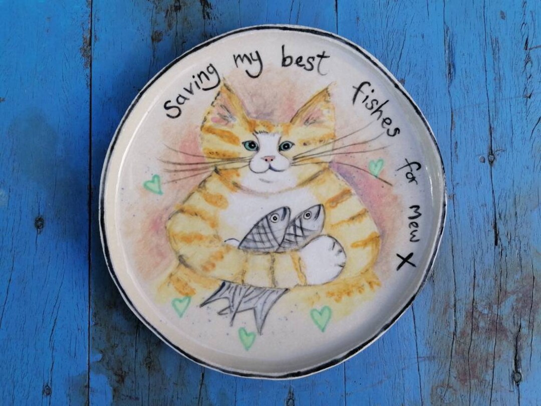 Ceramic Cat Plate - Etsy