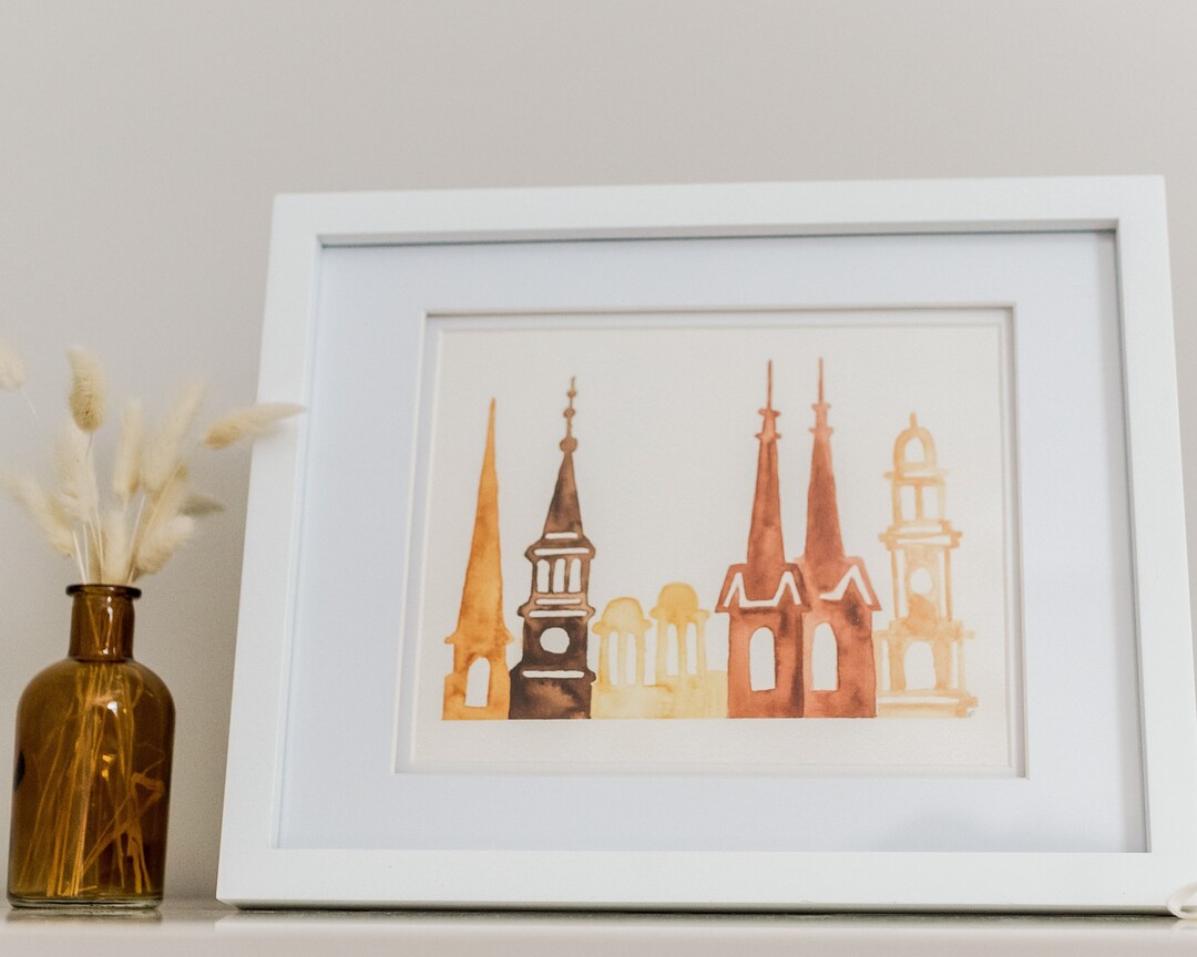 FREDERICK MARYLAND: Clustered Spires. Watercolor Art Print. Complexions ...