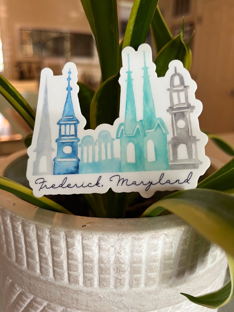 FREDERICK MARYLAND: Vinyl Sticker. Clustered Spires. Downtown Frederick ...