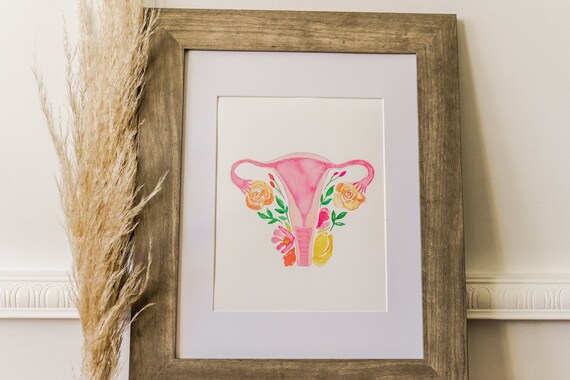 FLORAL UTERUS: Watercolor Art. Anatomy Print. Endometriosis - Etsy