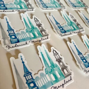 FREDERICK MARYLAND: Vinyl Sticker. Clustered Spires. Downtown Frederick ...