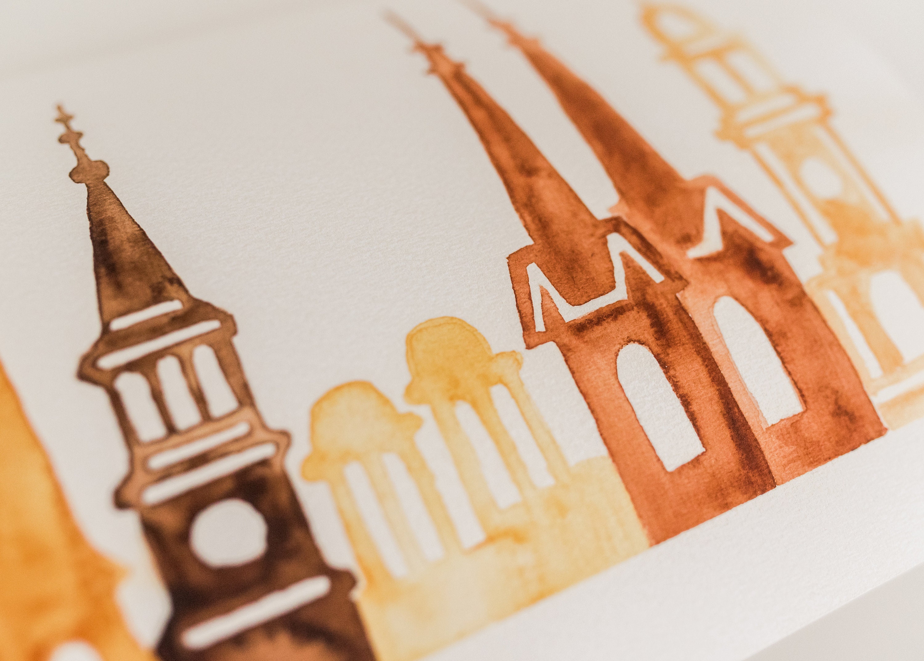FREDERICK MARYLAND: Clustered Spires. Watercolor Art Print. Complexions ...