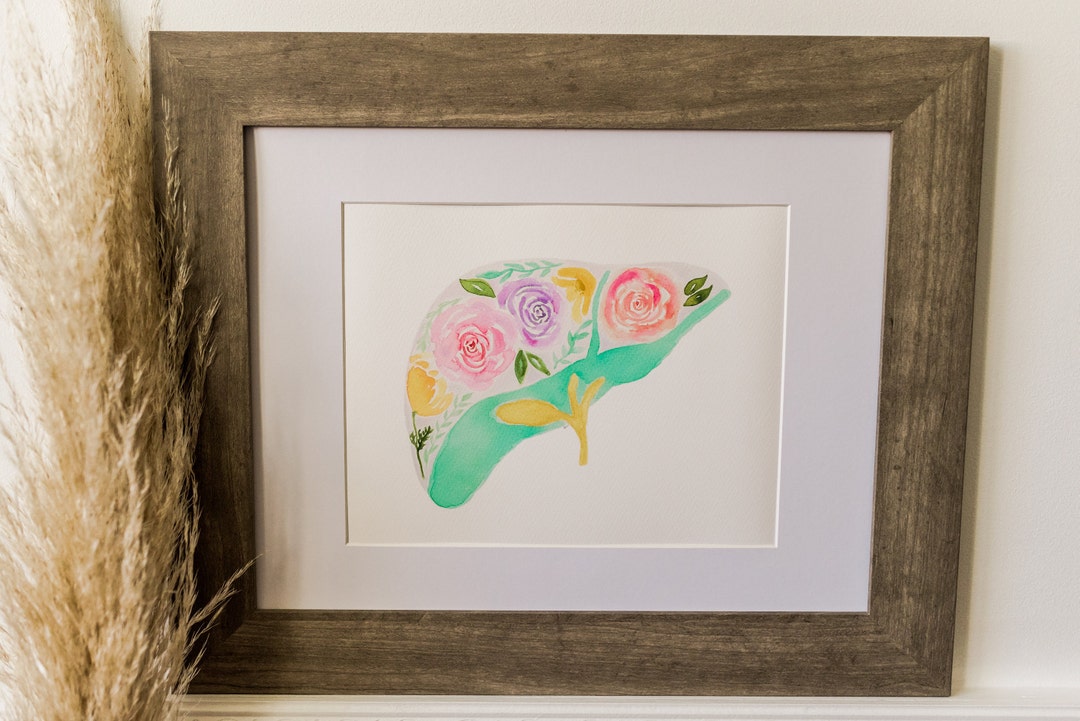 FLORAL LIVER: Watercolor Art. Liver Anatomy Print. Medical Art. Office ...