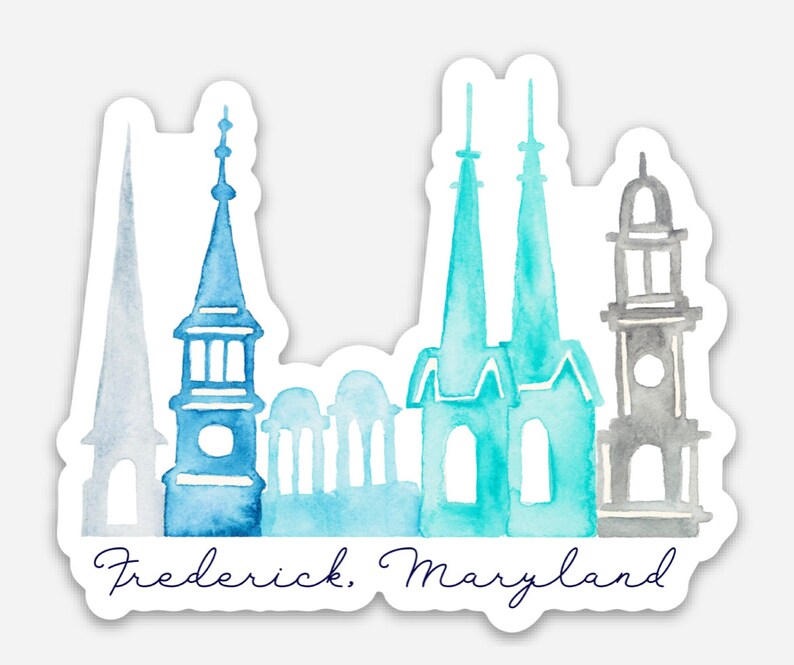 FREDERICK MARYLAND: Vinyl Sticker. Clustered Spires. Downtown Frederick ...