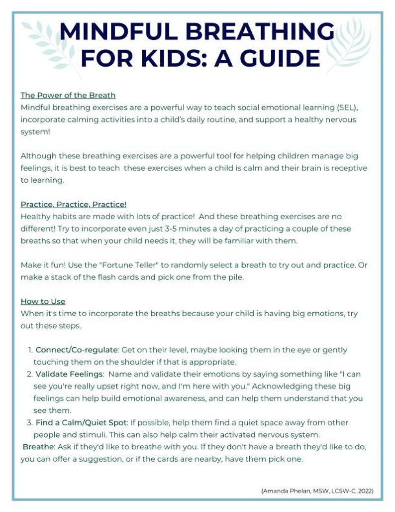 Mindful Breathing Toolkit for Kids: Mindfulness Exercises. - Etsy