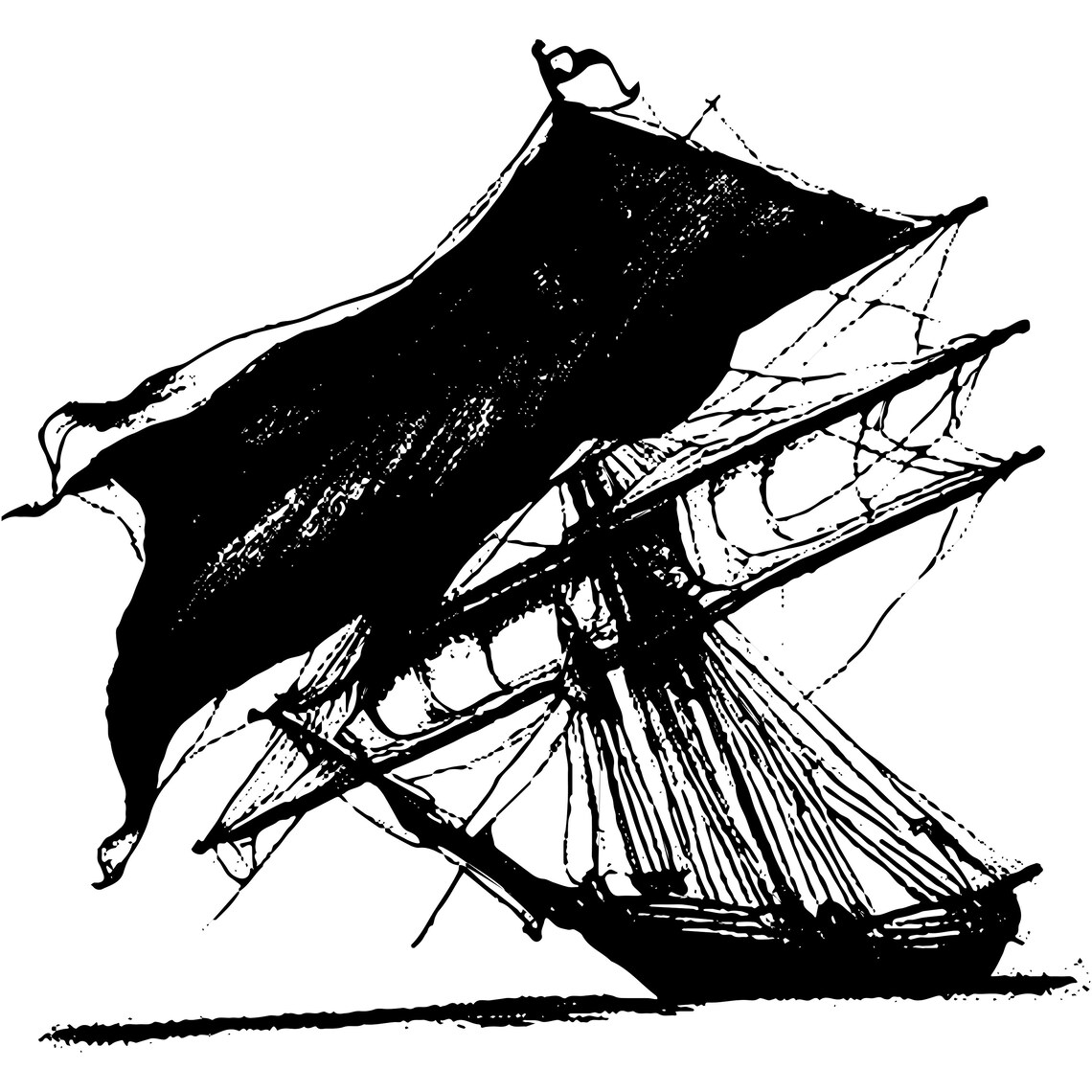 Sailing Pirate Ship Antique Vintage Illustration Download Transparent ...