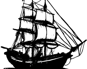 Sailing Pirate Ship Antique Vintage Illustration Download Transparent ...